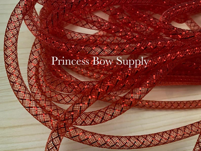 Choose Color - 8mm Deco Mesh Tubing Purple, Pink, Turq Blue, Red, Clear ...