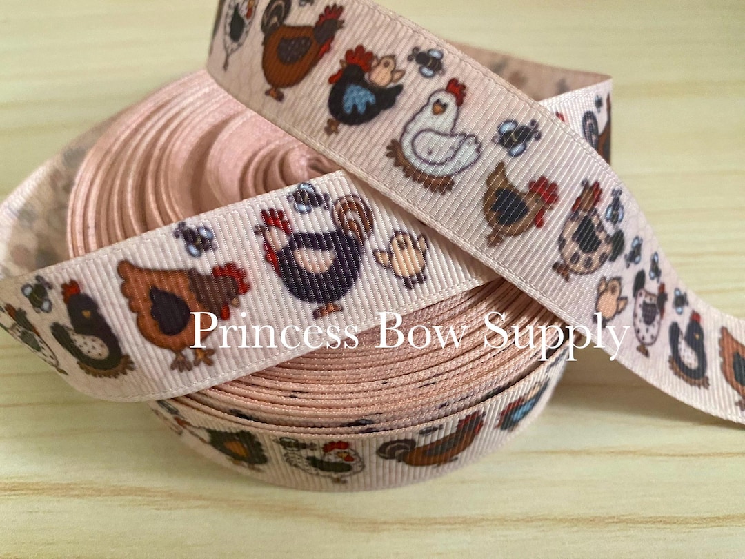 7/8" Rooster Hen Country Primitive Chicken Wire Print Grosgrain Ribbon ...