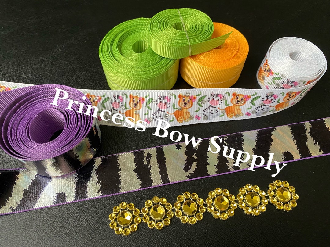 14 Yards Grosgrain Ribbon Hair Bow Kit, 7/8" Zebra Lion Baby Animals ...