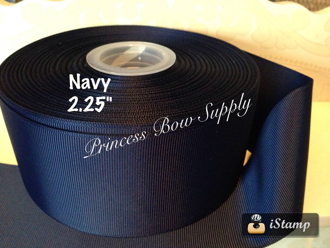 2.25" Navy Blue Cheer Width Wide Wreath Grosgrain Ribbon Supplies, 2-1/ ...
