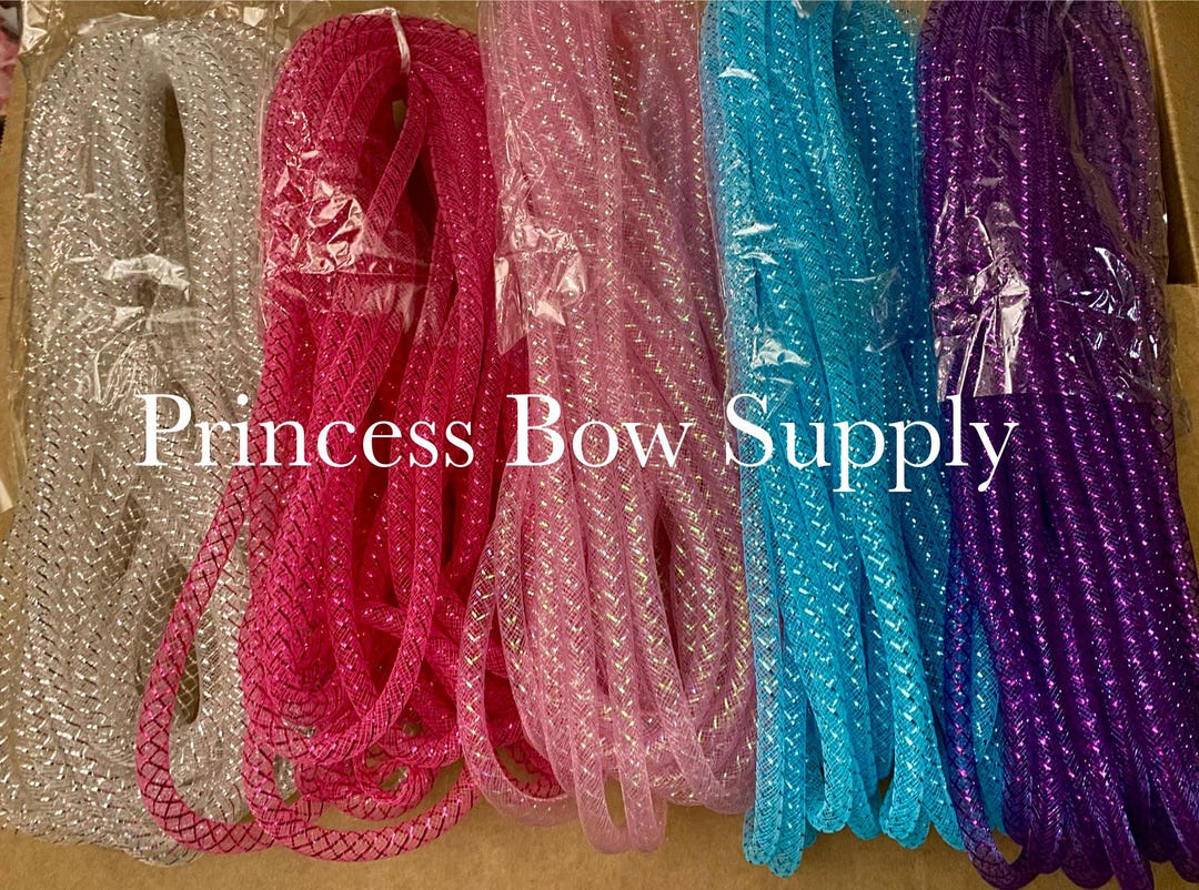 Choose Color - 8mm Deco Mesh Tubing Purple, Pink, Turq Blue, Red, Clear ...