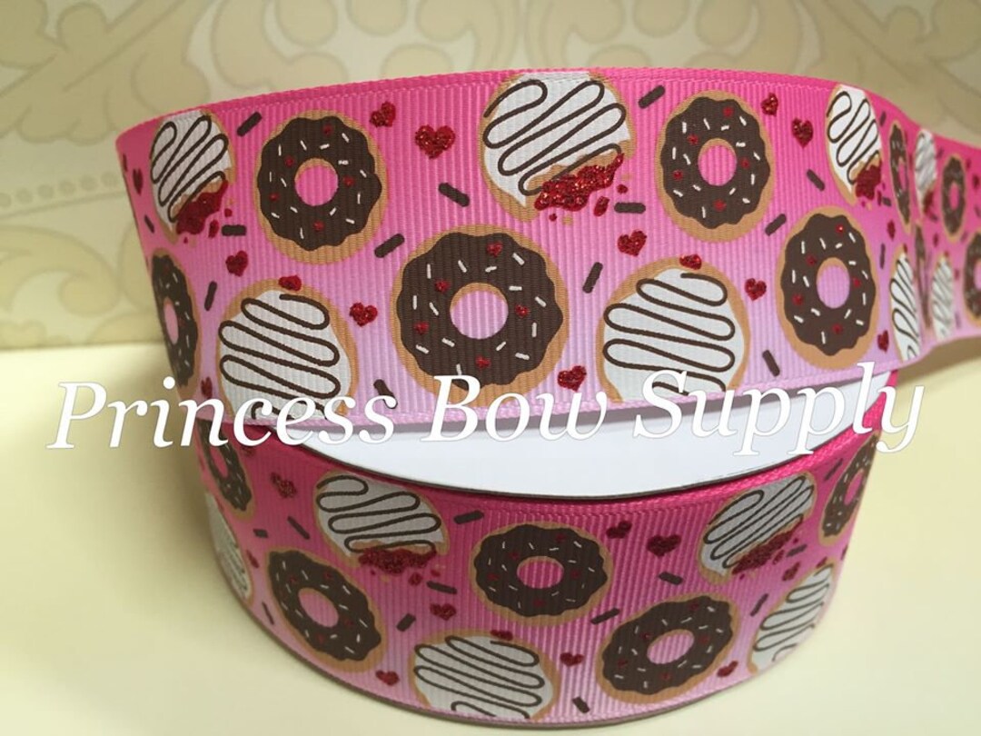 1.5 Donut Hot Pink Ombre Red Glitter Printed Grosgrain Ribbon ...