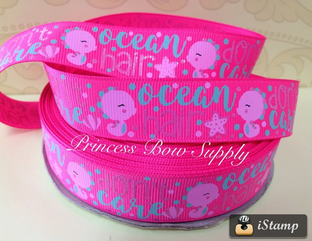 7/8 Pink Seahorse Hot Pink Ocean Beach Summer Grosgrain Ribbon, USDR ...