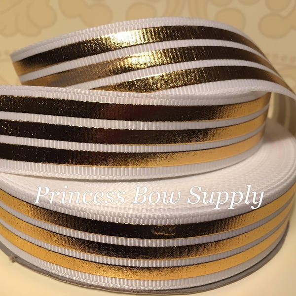 Gold and White Striped Ribbon - Etsy