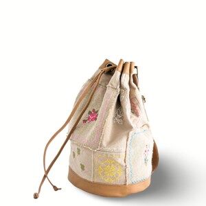 Cross Stitched Embroidery Patchwork Bucket Bag, Bucket Bag, Backpack ...
