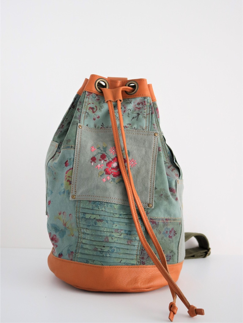 Floral Print Drawstring Bucket Bag, Backpack, Floral Bag, Bucket Bag ...