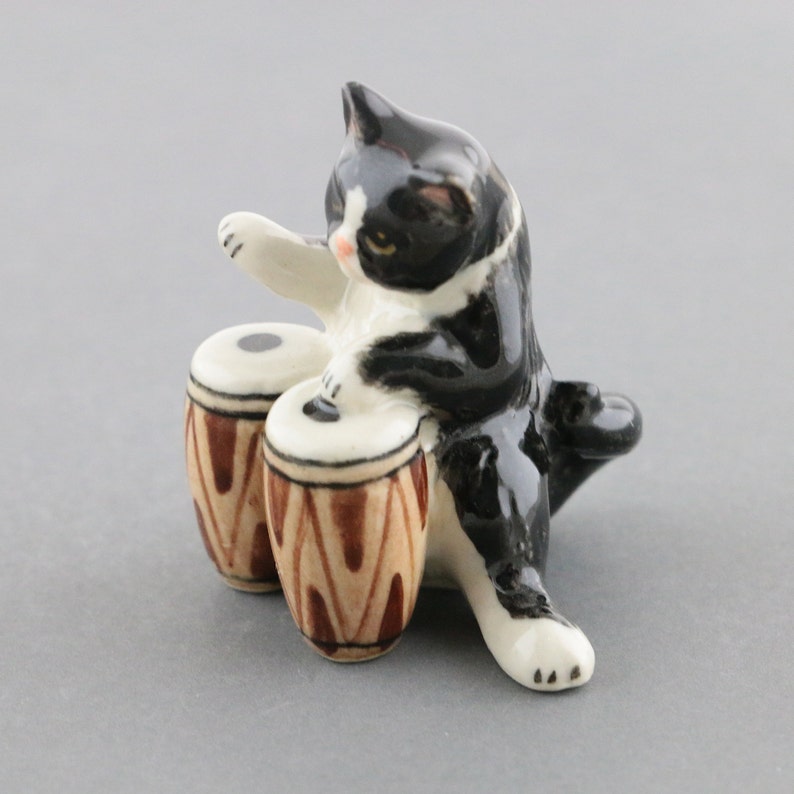 Kitten Musician Ceramic Miniature Cat Play Music Ceramic - Etsy
