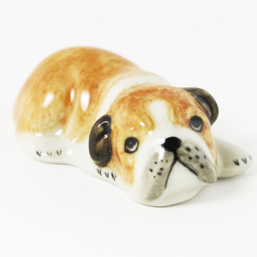 Miniature Ceramic Dog Bulldog Sitting Animal Cute Little Tiny - Etsy