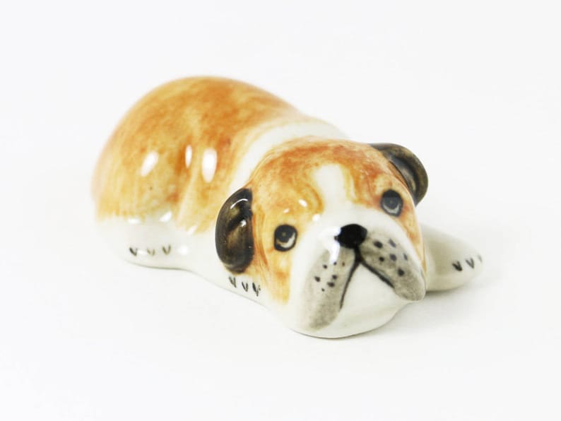 Tiny Bulldog Miniature Bulldog Ceramic Hand Painted - Etsy