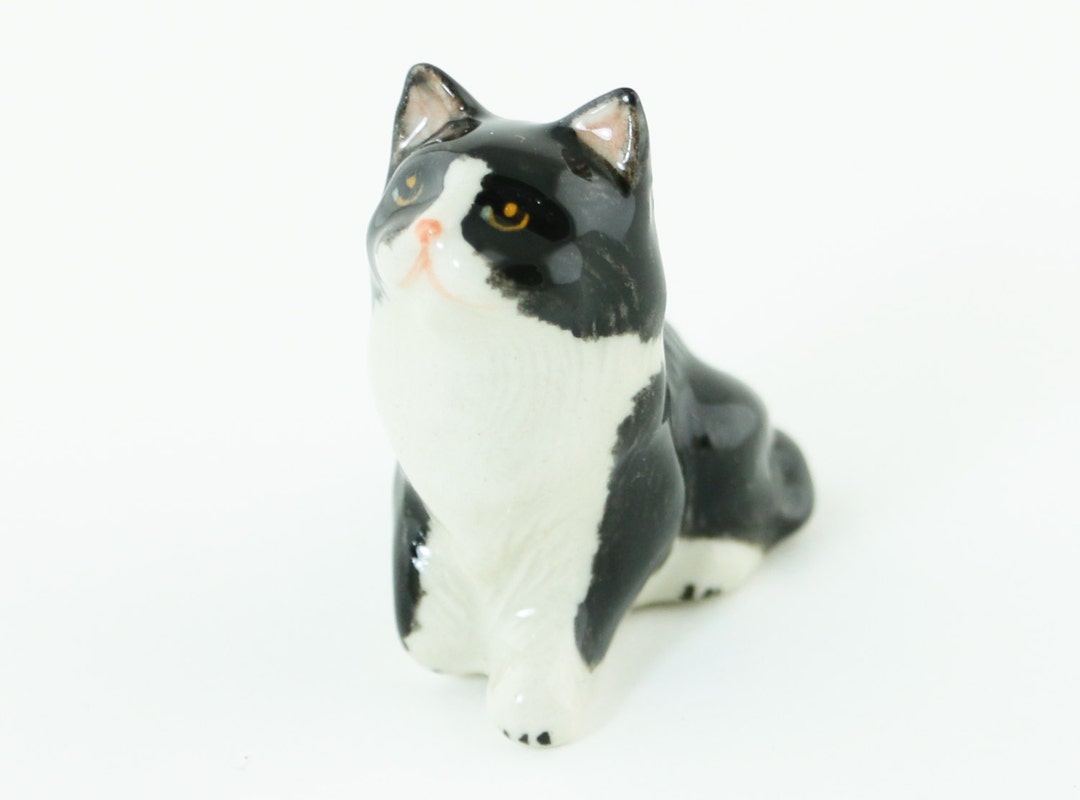 Tiny Ceramic Cat - Miniature Animal Figurine - Ceramic Hand Painted - Etsy
