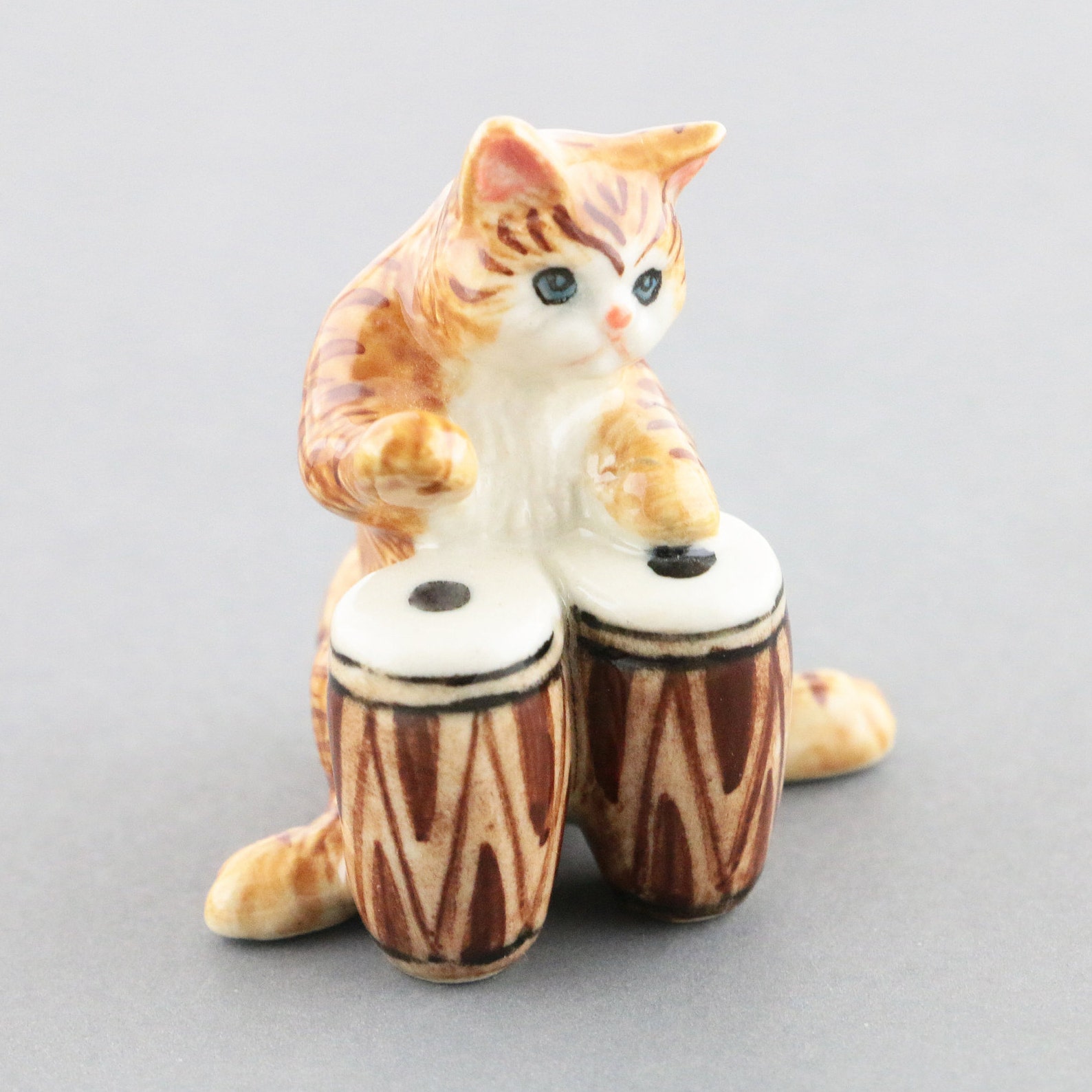 Kitten Musician Ceramic Miniature Cat Play Music Ceramic | Etsy