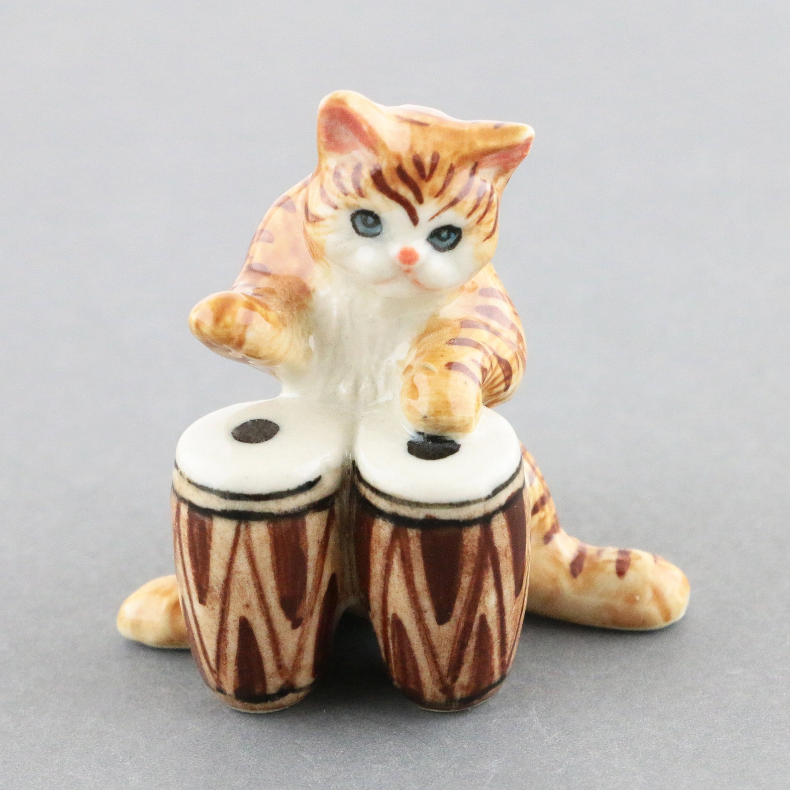 Kitten Musician Ceramic Miniature Cat Play Music Ceramic | Etsy