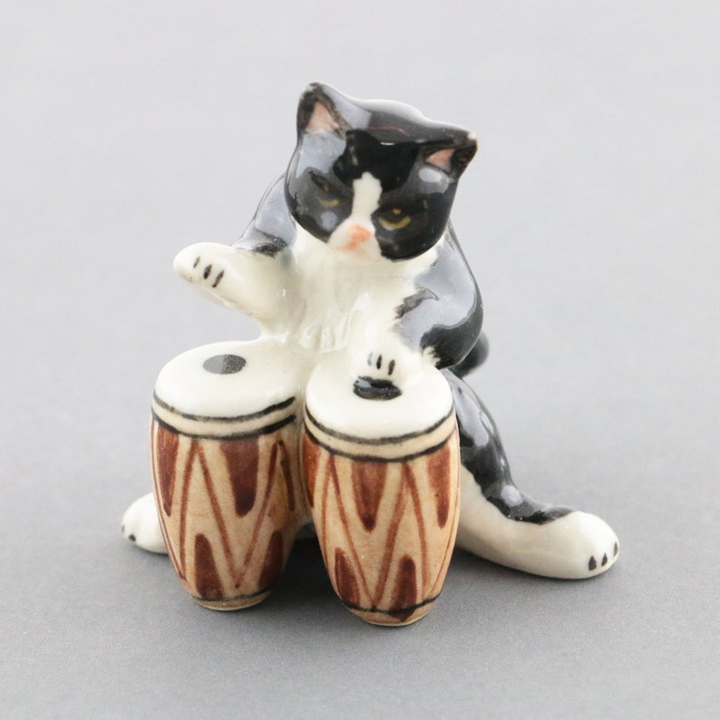 Kitten Musician Ceramic Miniature Cat Play Music Ceramic - Etsy