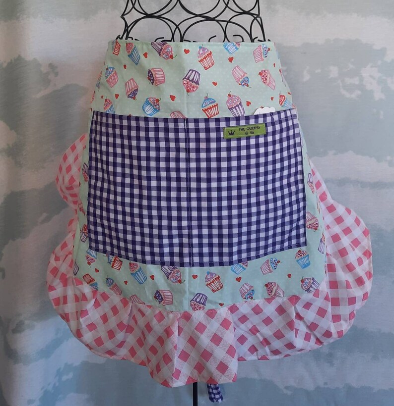 Waist Apron With Large Front Pocket Fifties Style Pinny Long - Etsy