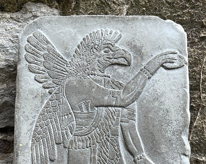 Nisroch Assyrian Eagle God. Hand Made Cement Archaeological Plaque ...