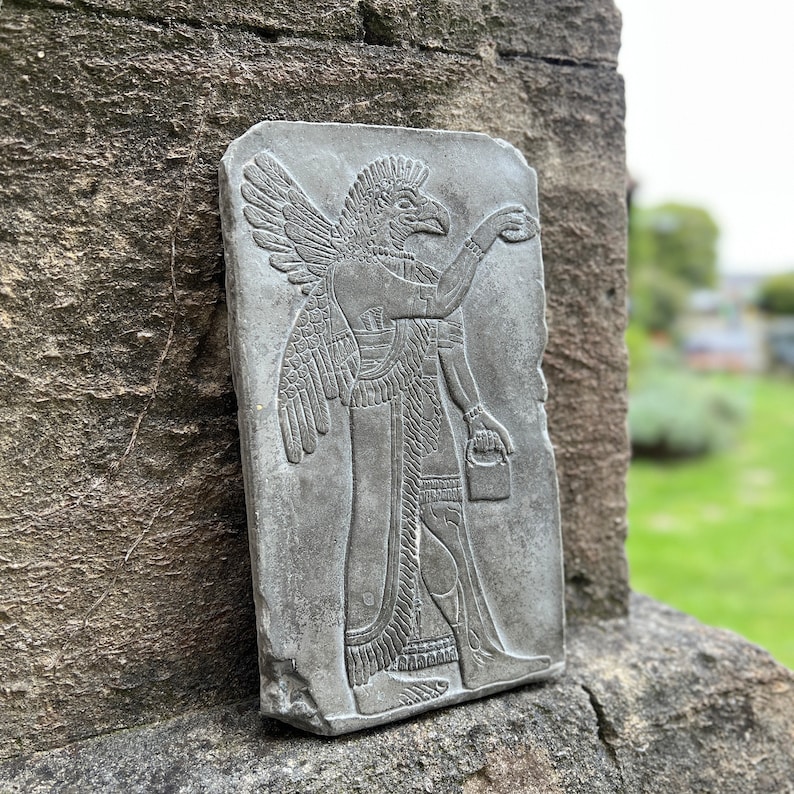 Nisroch Assyrian Eagle God. Hand Made Cement Archaeological Plaque ...