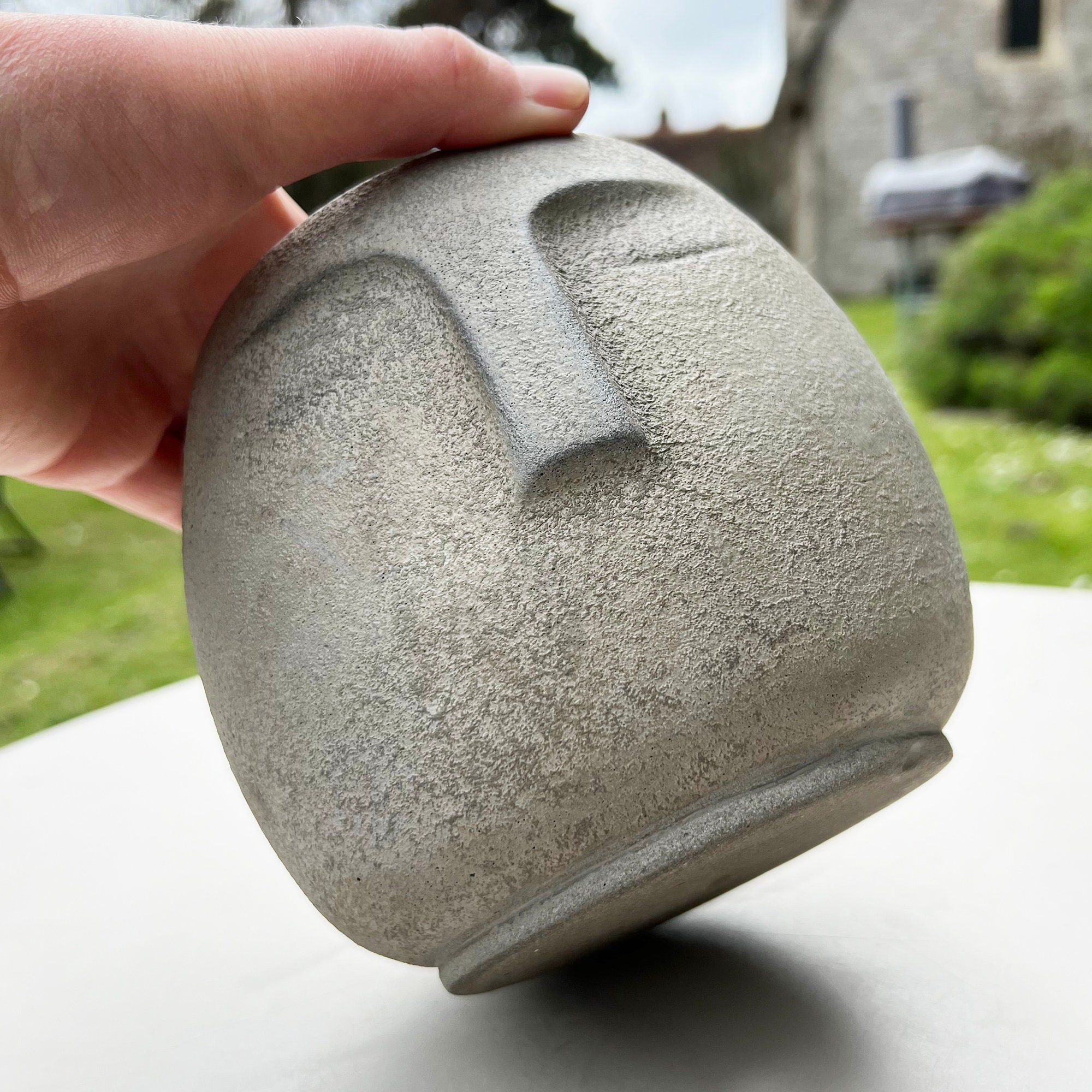 Nordic Face Plant Pot - Rustic Handmade Large Cement Pot - Etsy