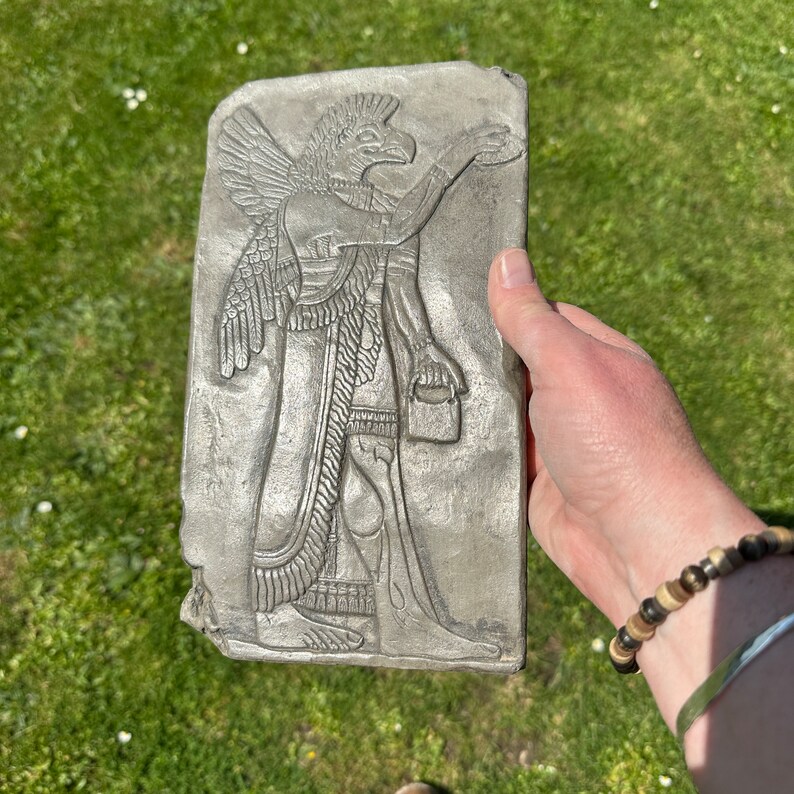 Assyrian Babylonian. Handmade Artefact. Archaeological Tablet. Nisroch Winged Eagle Gold. Cement ...