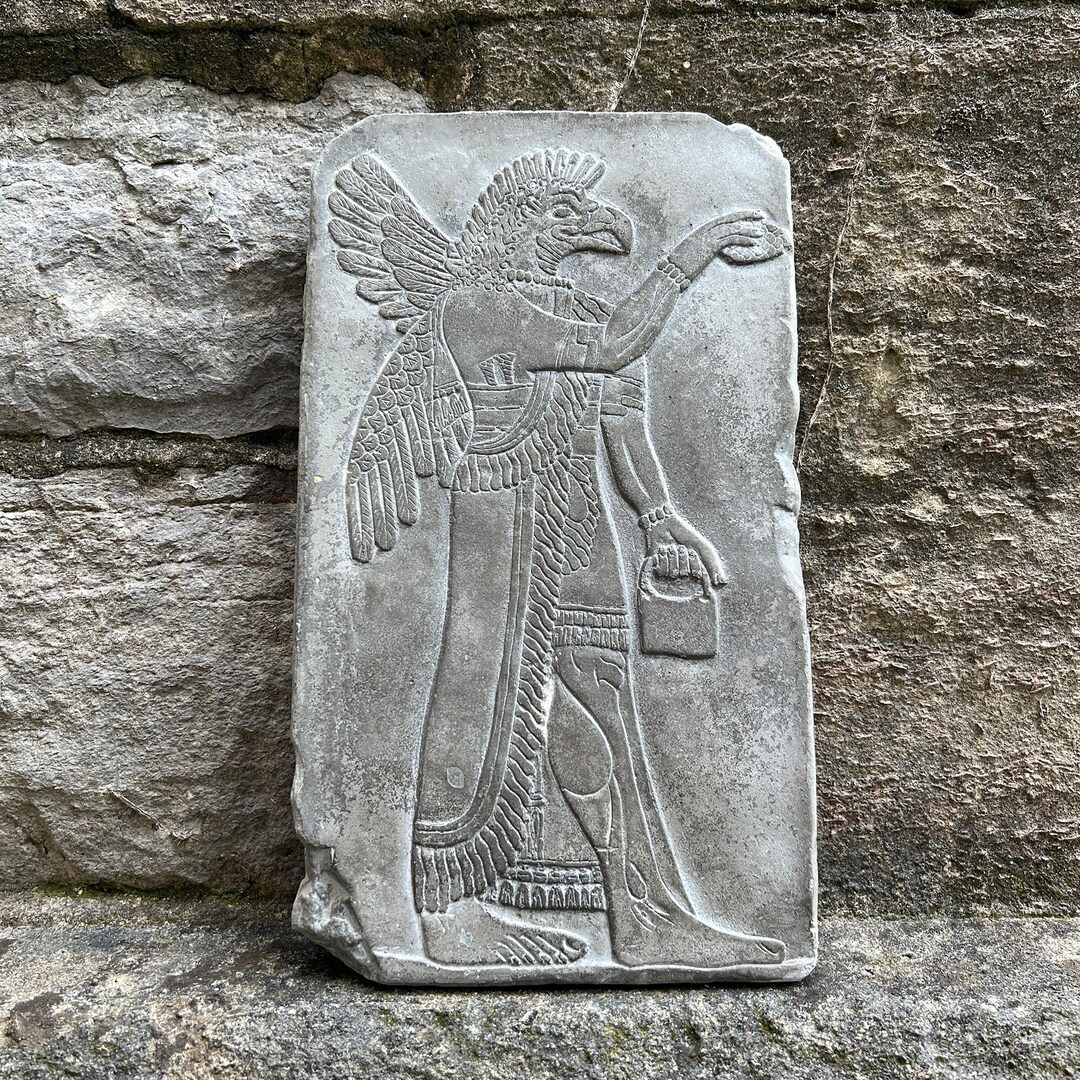 Nisroch Assyrian Eagle God. Hand Made Cement Archaeological Plaque ...