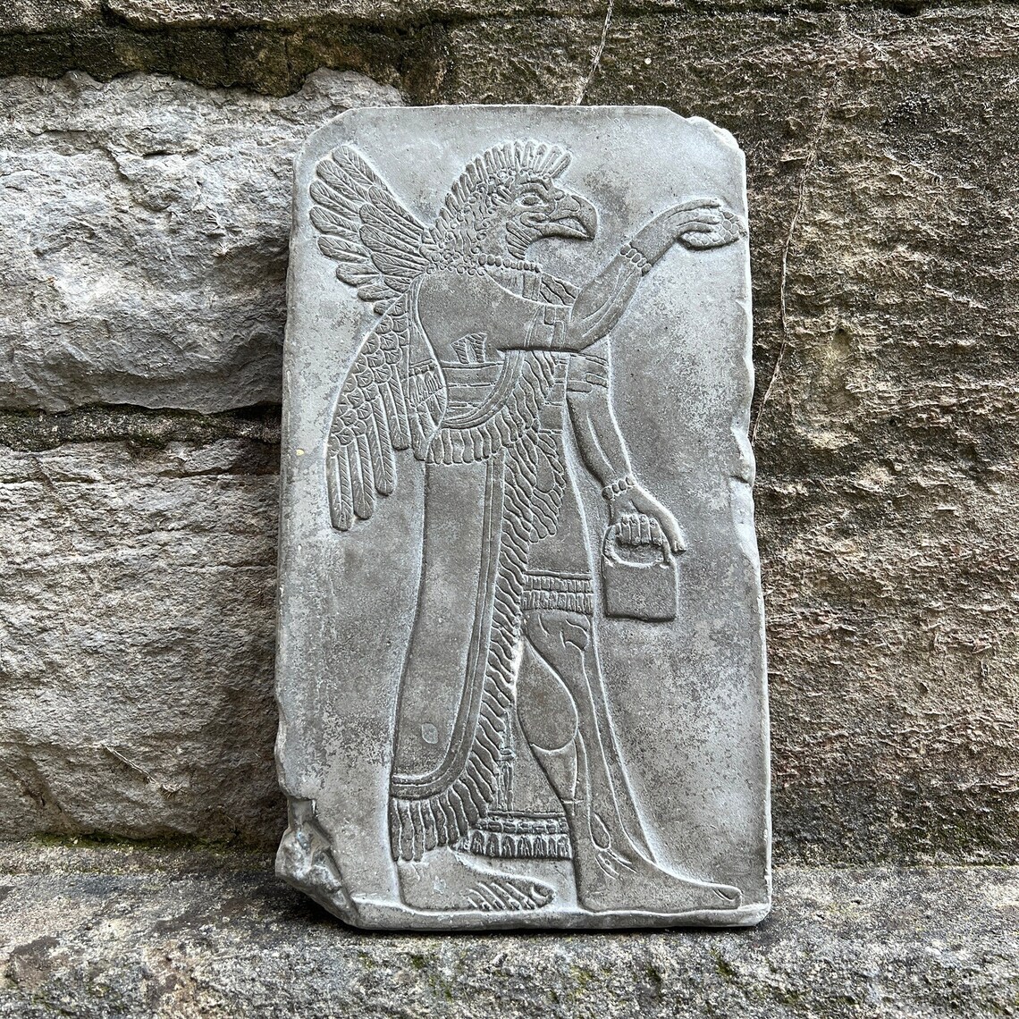 Nisroch Assyrian Eagle God. Hand Made Cement Archaeological Plaque ...