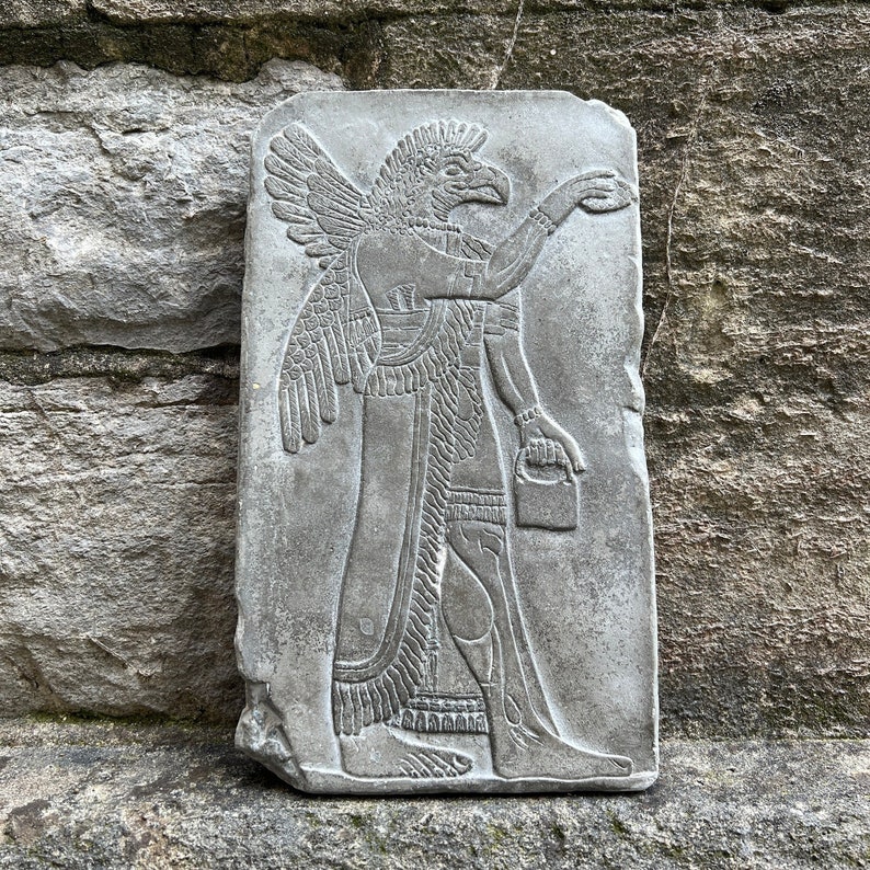 Nisroch Assyrian Eagle God. Hand Made Cement Archaeological Plaque ...