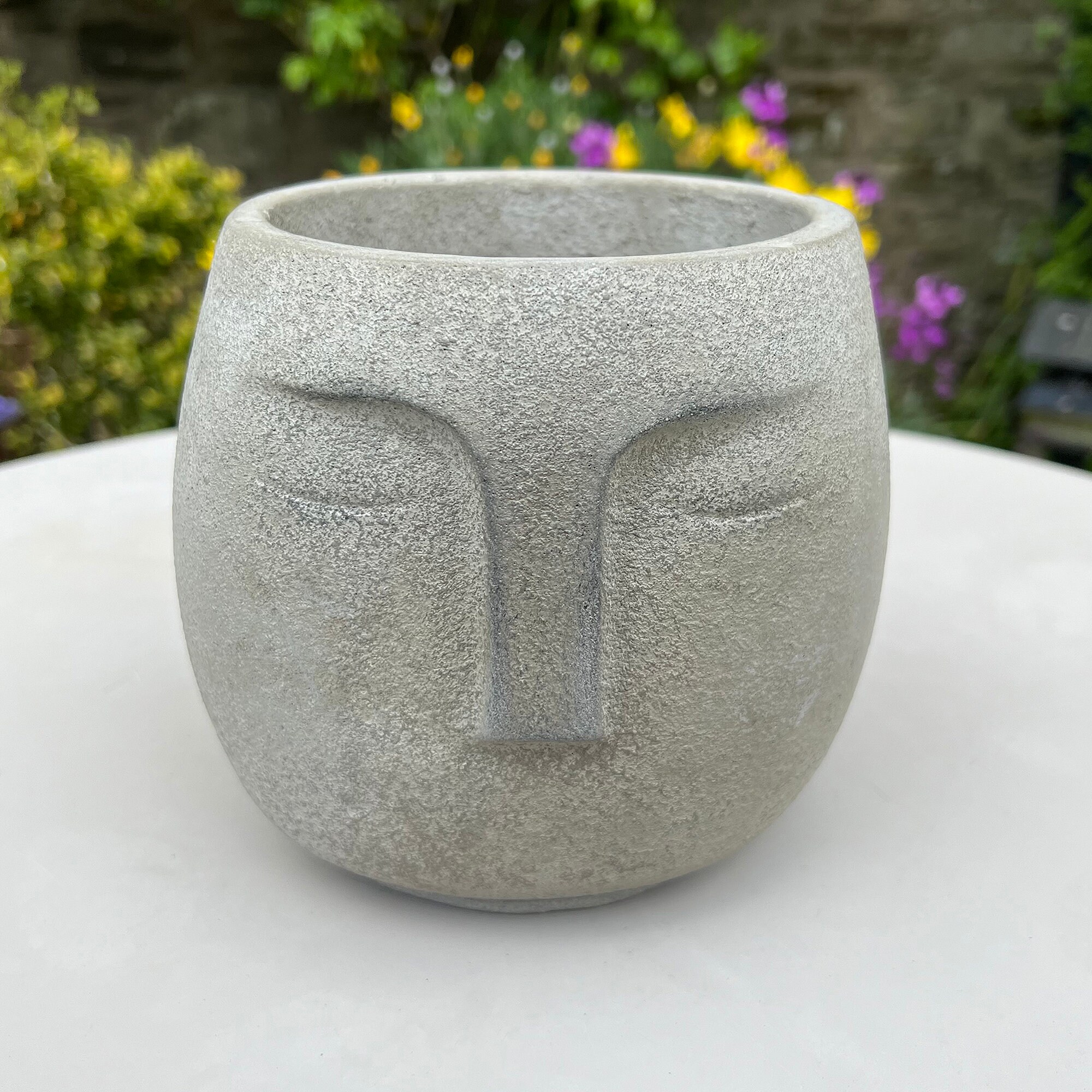 Nordic Face Plant Pot - Rustic Handmade Large Cement Pot - Etsy