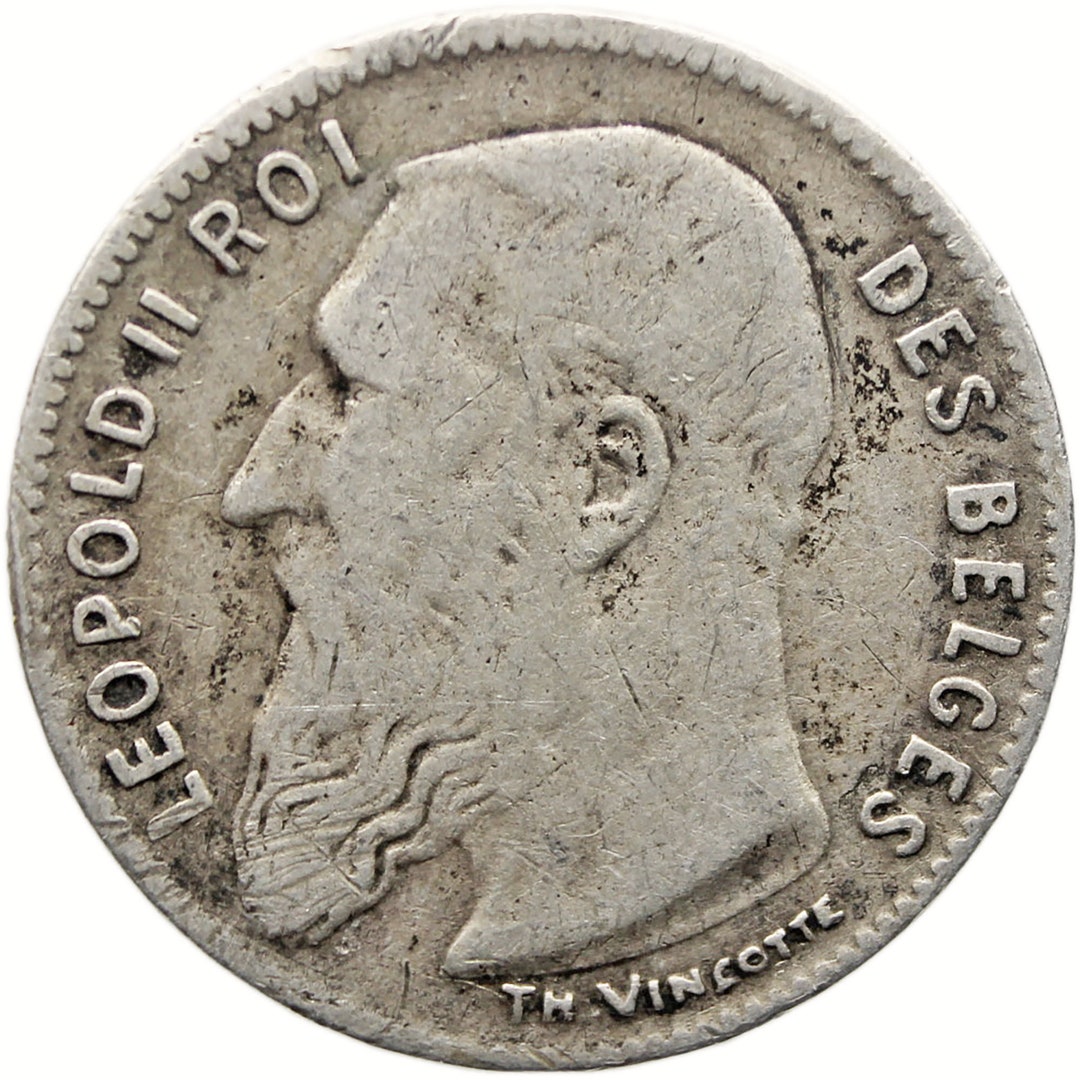 1909 50 Centimes Belgium Leopold II Coin Silver - Etsy