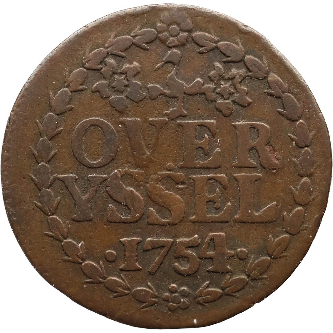 1754 One Duit Coin Dutch Republic Overijssel Netherlands - Etsy