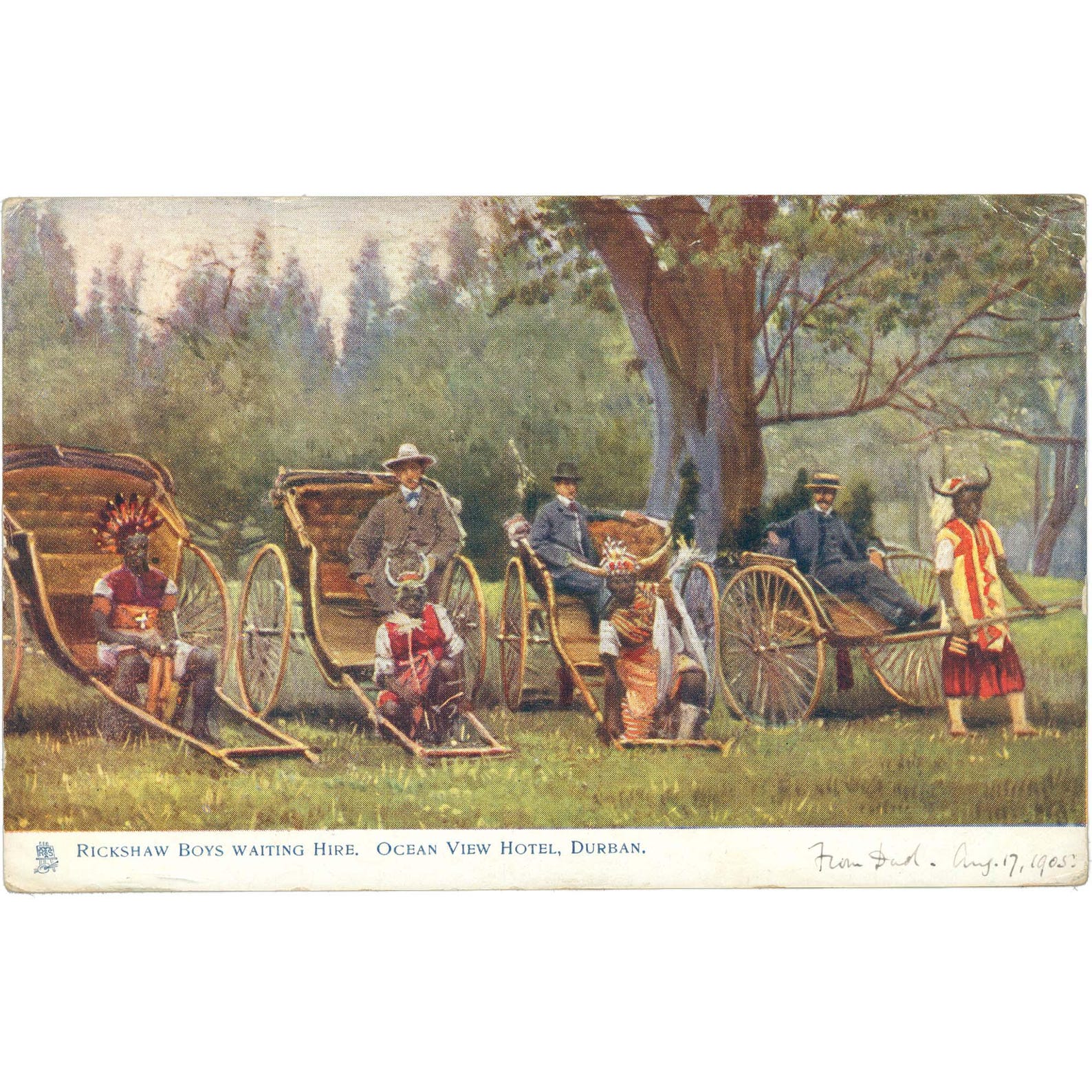 1905 Durban, South Africa Rickshaw Boys Postcard Natal 1904 1d Stamp - Etsy