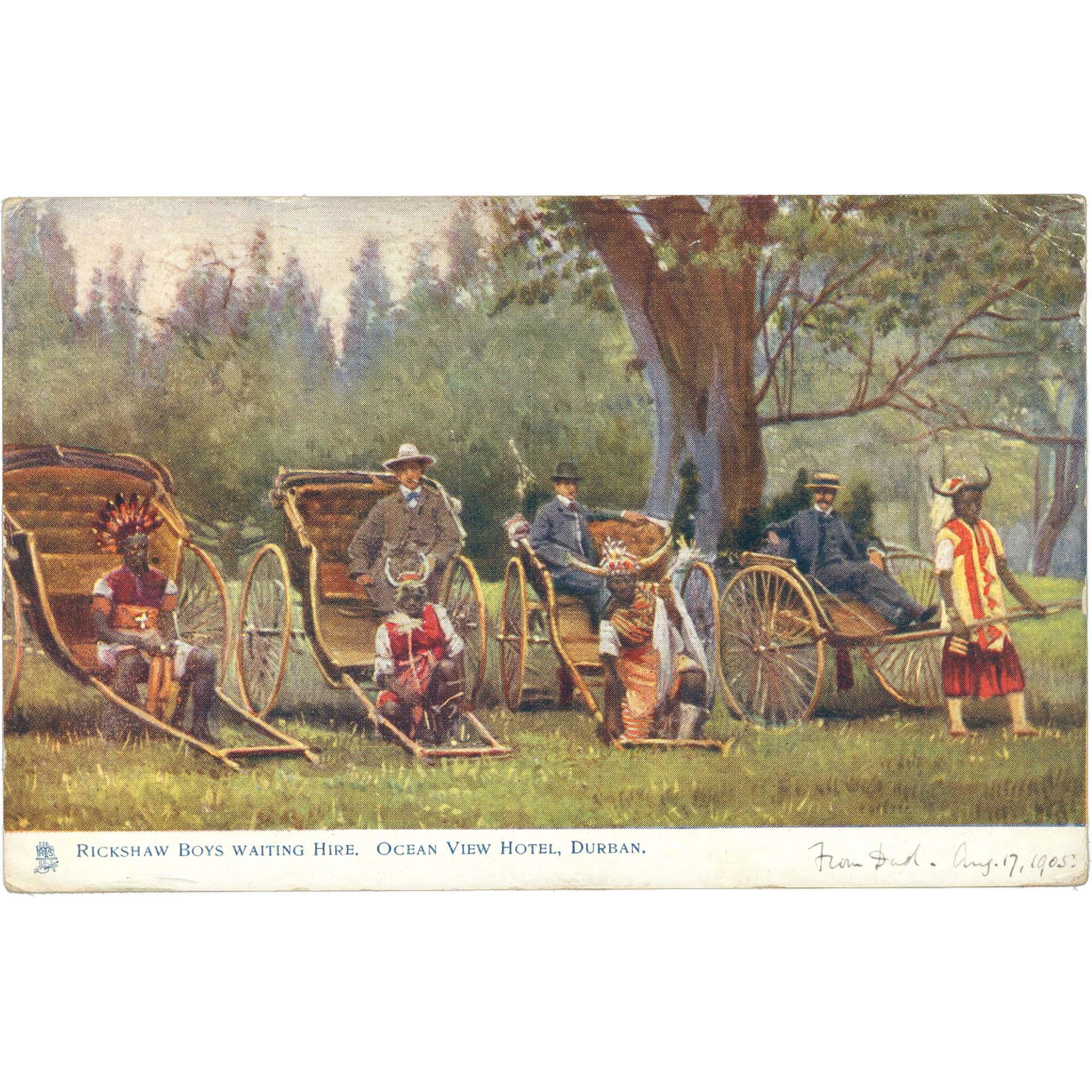 1905 Durban, South Africa Rickshaw Boys Postcard Natal 1904 1d Stamp - Etsy