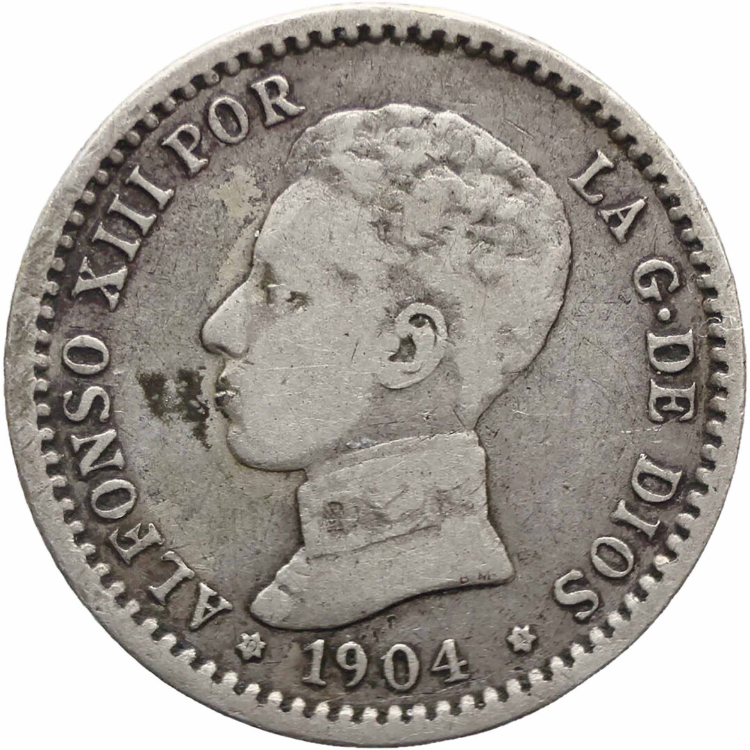 1904 SMV 50 Centimos Spain Coin Silver Alfonso XIII 4th Portrait - Etsy