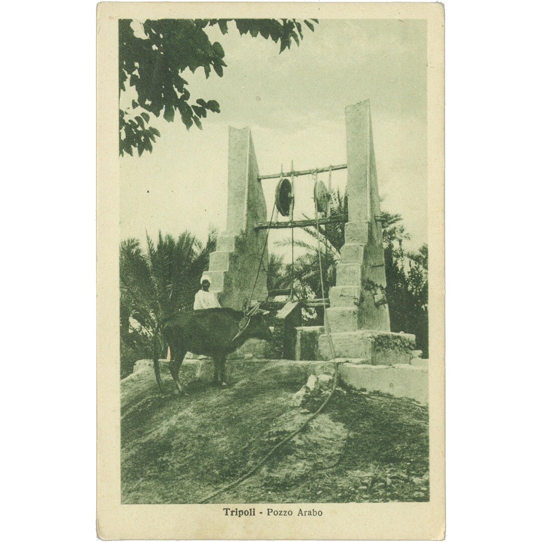 Tripoli, Libya Postcard – Pozzo Arabo (arab Well), Early 20th Century ...