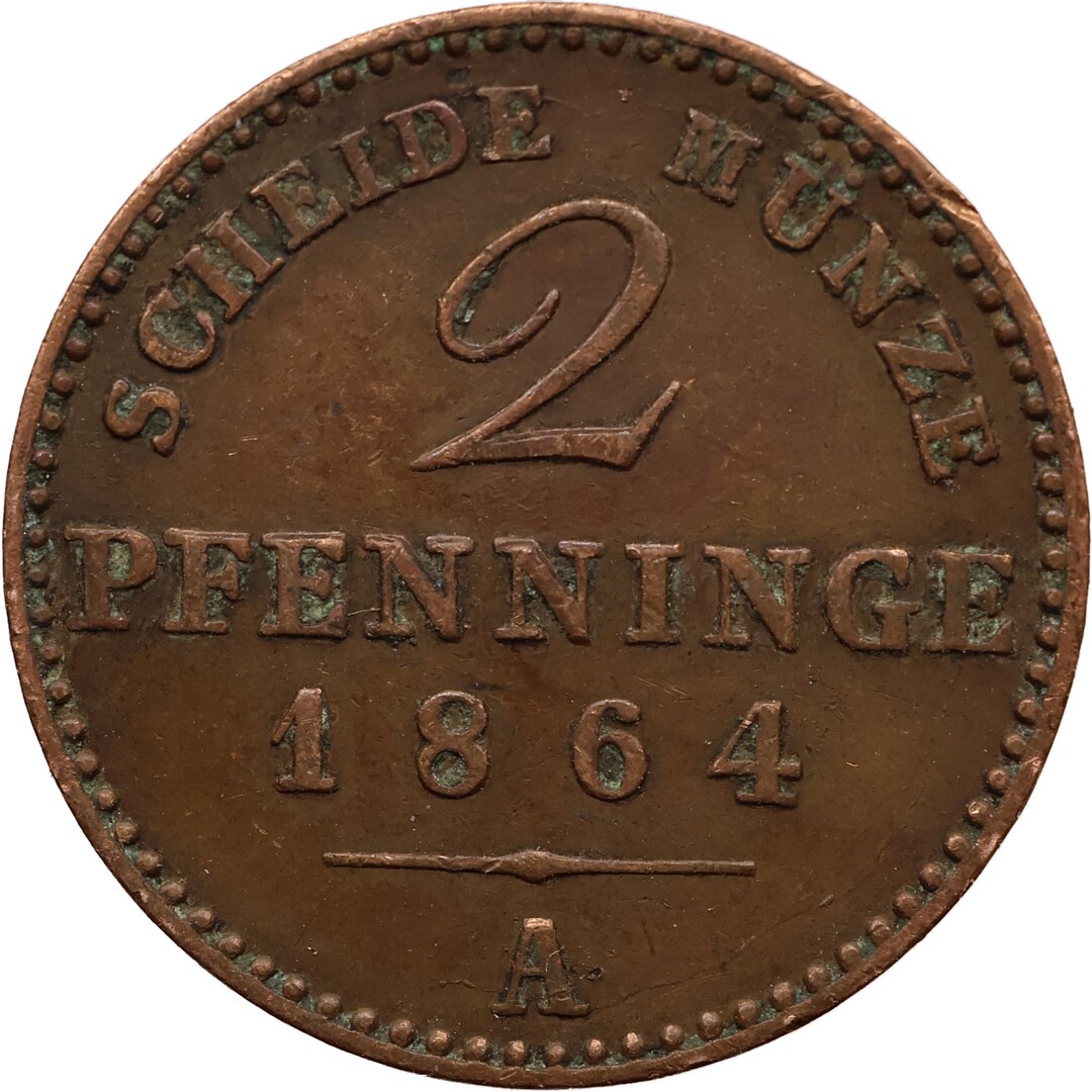 1864 A 2 Pfennig Kingdom of Prussia Coin Wilhelm I - Etsy