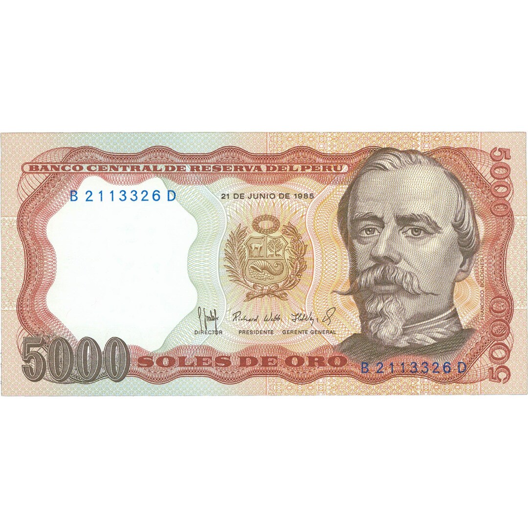 1985 Peru 5000 Soles De Oro Banknote (BAN354-) - Etsy