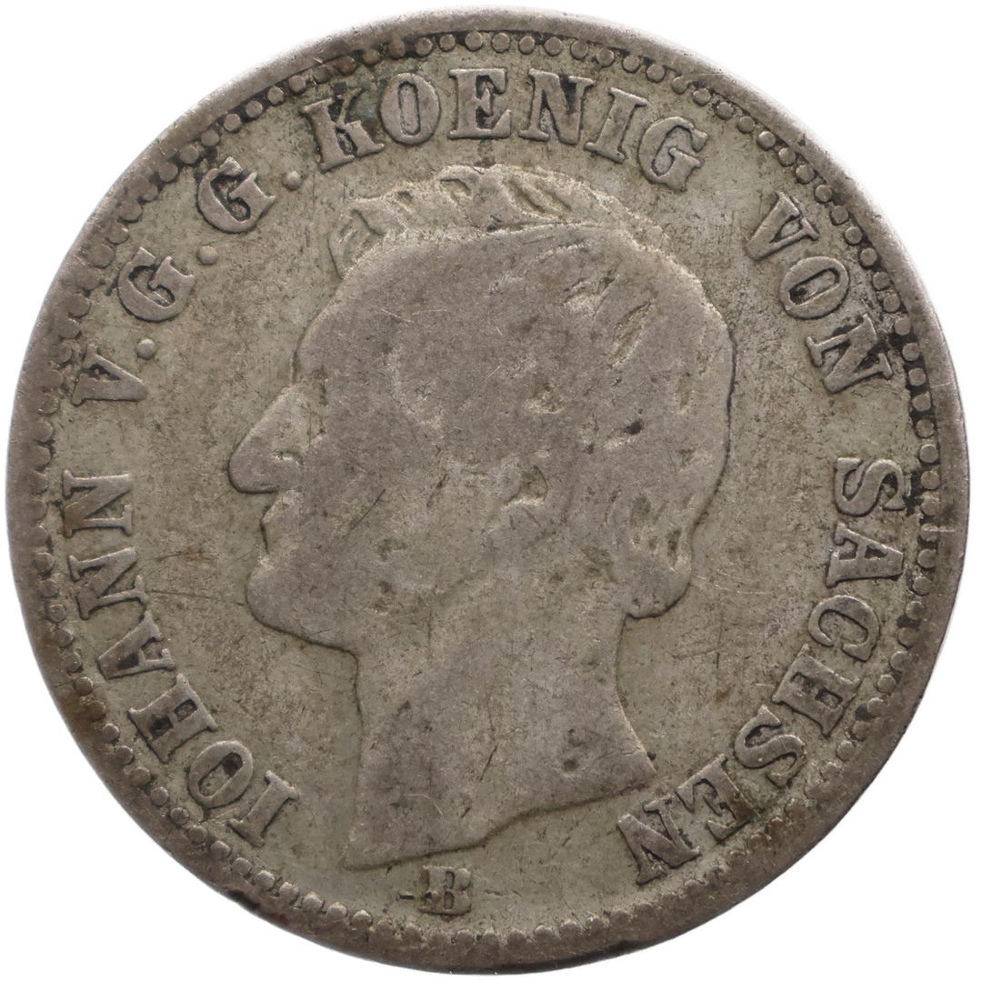 1860 B 1/6 Thaler Kingdom of Saxony Coin John I - Etsy