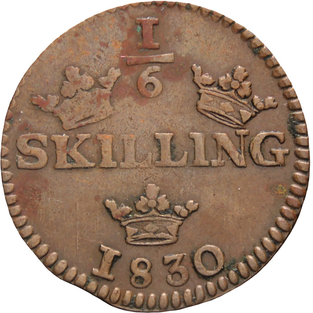 1830 1/6 Skilling Karl XIV Johan Sweden Coin - Etsy