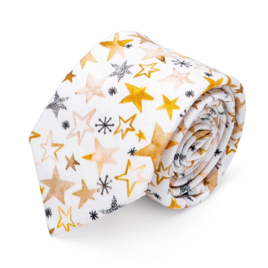 Gold Stars New Year Tie for Boys Men, Winter Christmas Wedding Ties ...