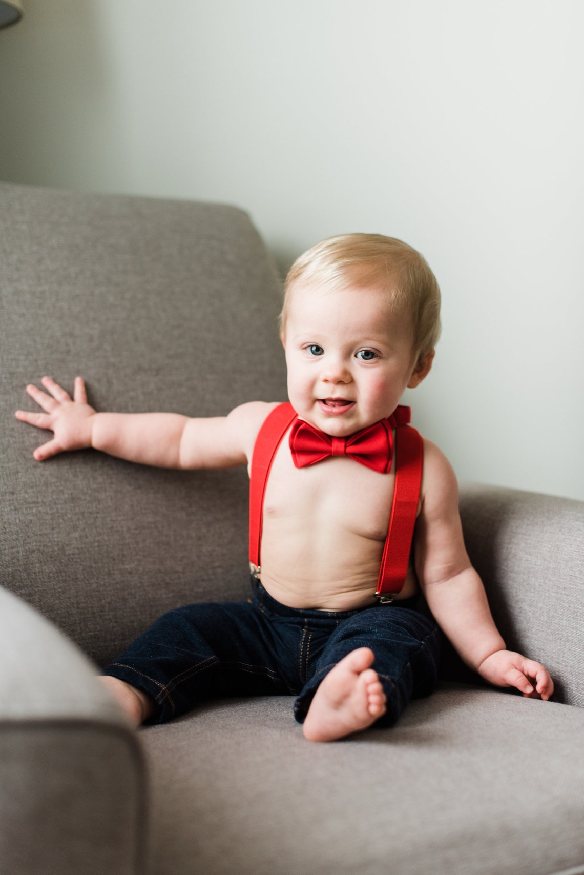 Christmas Red Bow Tie & Red Suspenders for Baby Toddler Boy - Etsy