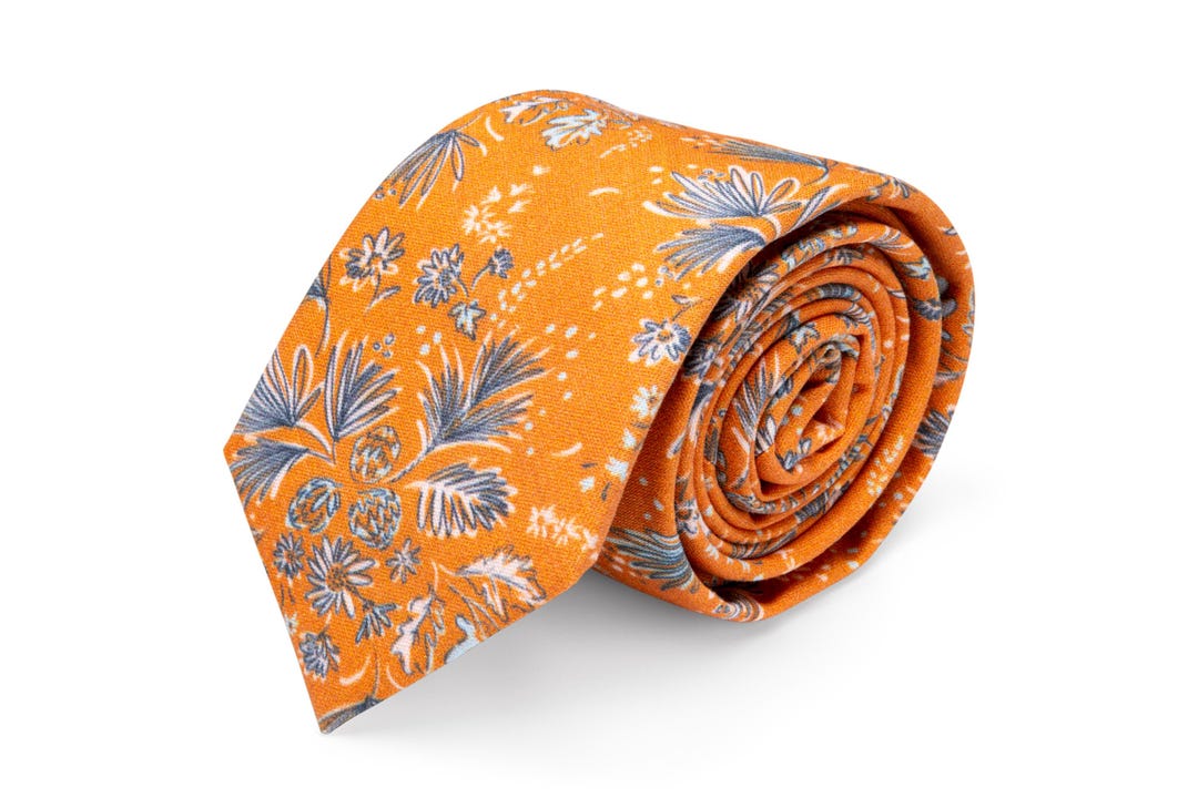 Rust Copper Floral Tie for Men, Copper Floral Tie for Toddler Boys ...