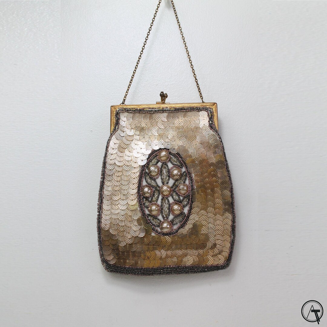 Antique 1920s Gold Bronze Sequined Purse, Flapper Purse, Mermaid Purse ...