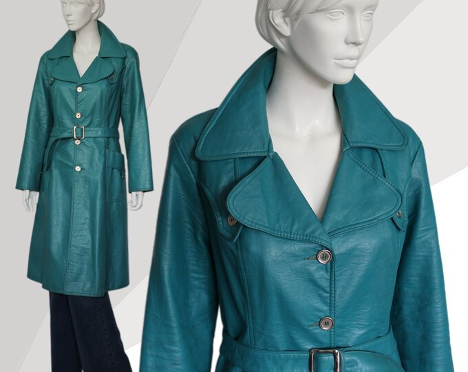 Turquoise Blue 1960s Faux Leather Jacket, Sixties Fashion, Mod Jacket ...