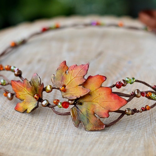 Autumn Leaves Tiara Fall Leaves Crown Maple Leaf Hair Wreath | Etsy