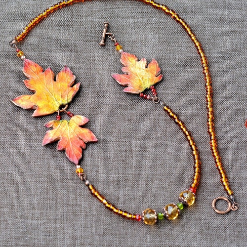 Autumn Jewelry Fall Leaf Necklace Autumn Women Accessory - Etsy