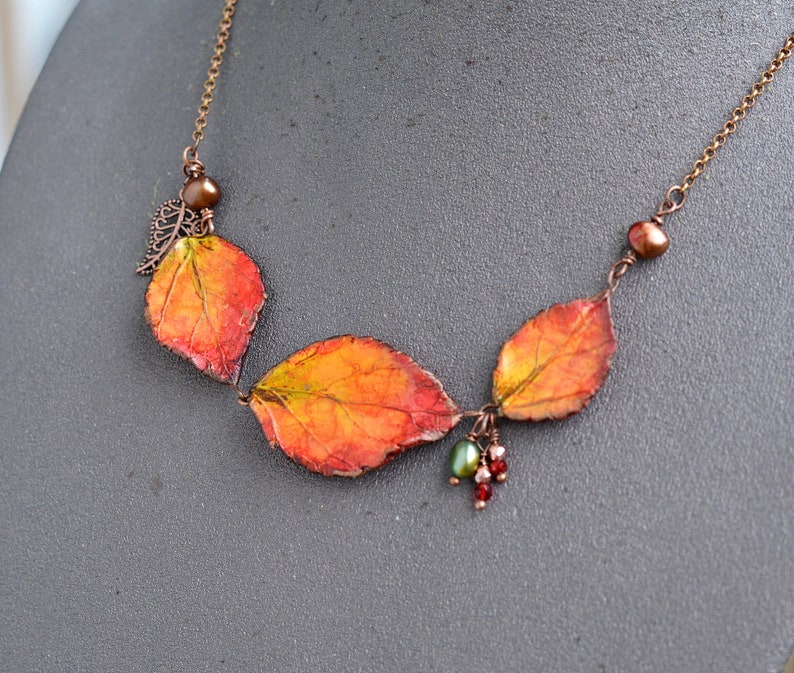 Autumn Jewelry Fall Leaf Necklace Autumn Women Accessory | Etsy