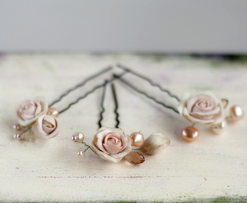 Ivory Hair Pins Set Bridal Hair Pins Wedding Accessory Cream | Etsy