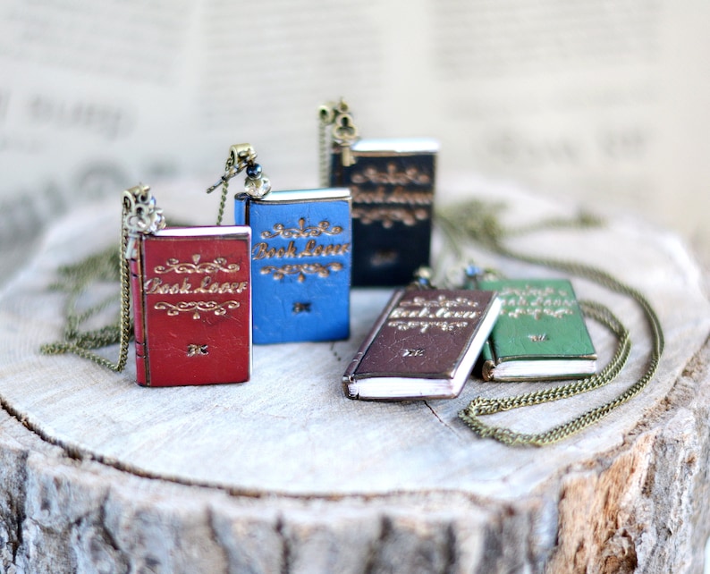 Mini Book Necklace Book Lovers Gift Book Jewelry Miniature Book ...