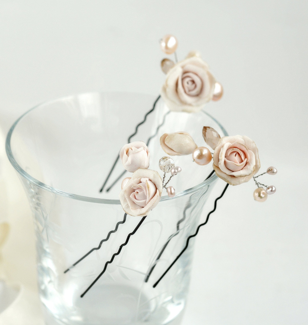 Ivory Hair Pins Set Bridal Hair Pins Wedding Accessory Cream Hair ...
