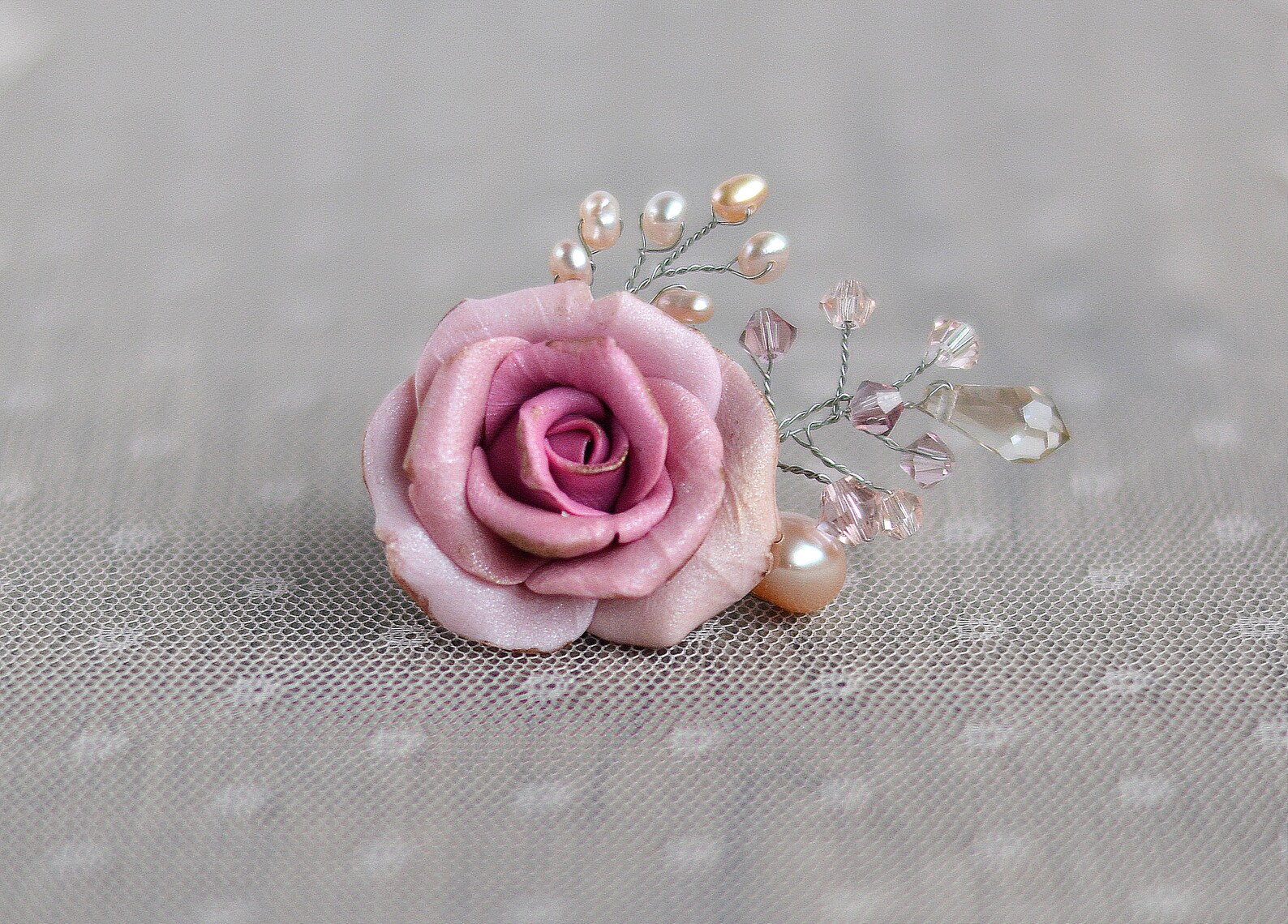 Pink Wedding Brooch Floral Accessory Wedding Rose Brooch | Etsy