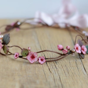 Floral Hair Wreath Bridal Flower Crown Sakura Wedding Crown Cherry ...