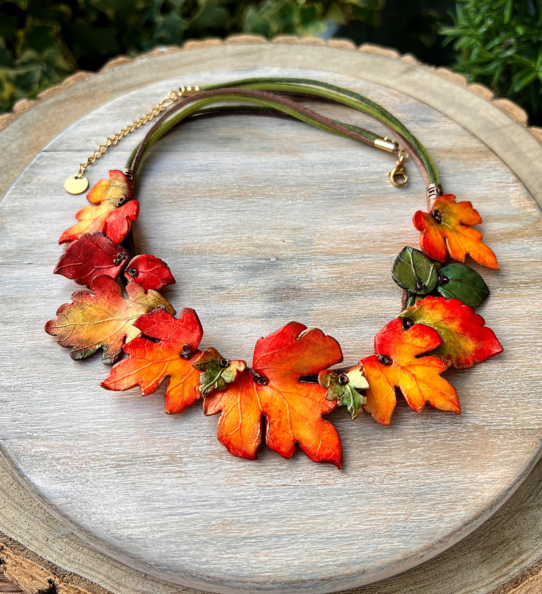 Fall Leaves Necklace, Autumn Foliage Jewelry, Maple Leaf Nature ...